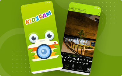 Built a photo editing app for kids performing as a kid's camera.