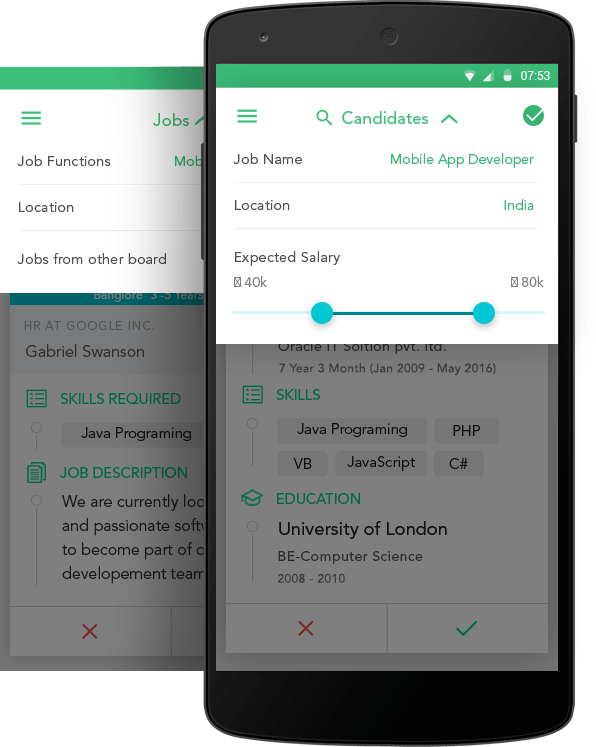 Job Searches App Developed by Peerbits | Tinder Like App Development