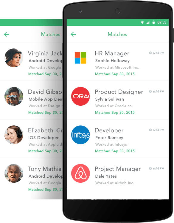 Job Searches App Developed by Peerbits | Tinder Like App Development